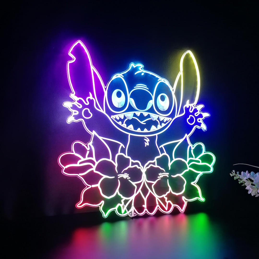 Stitch Chroma Shape Light Sign, Kids Night Light, Neon Colors ...