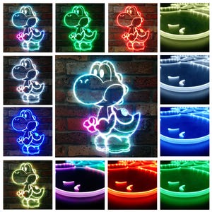Yoshi Game Room Light Sign, Super Mario Bros Night Light, Neon Colors ...
