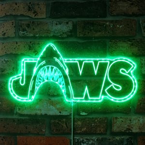 Jaws Chroma Shape Light Sign, Custom Home Theater Wall Art Night Light ...