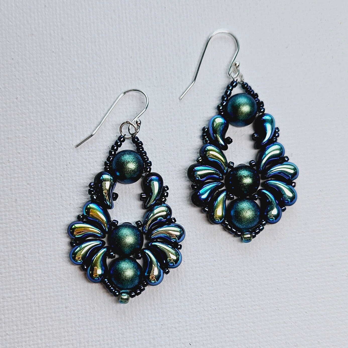 Iridescent Blue-green Zoliduo Drop Earrings - Etsy