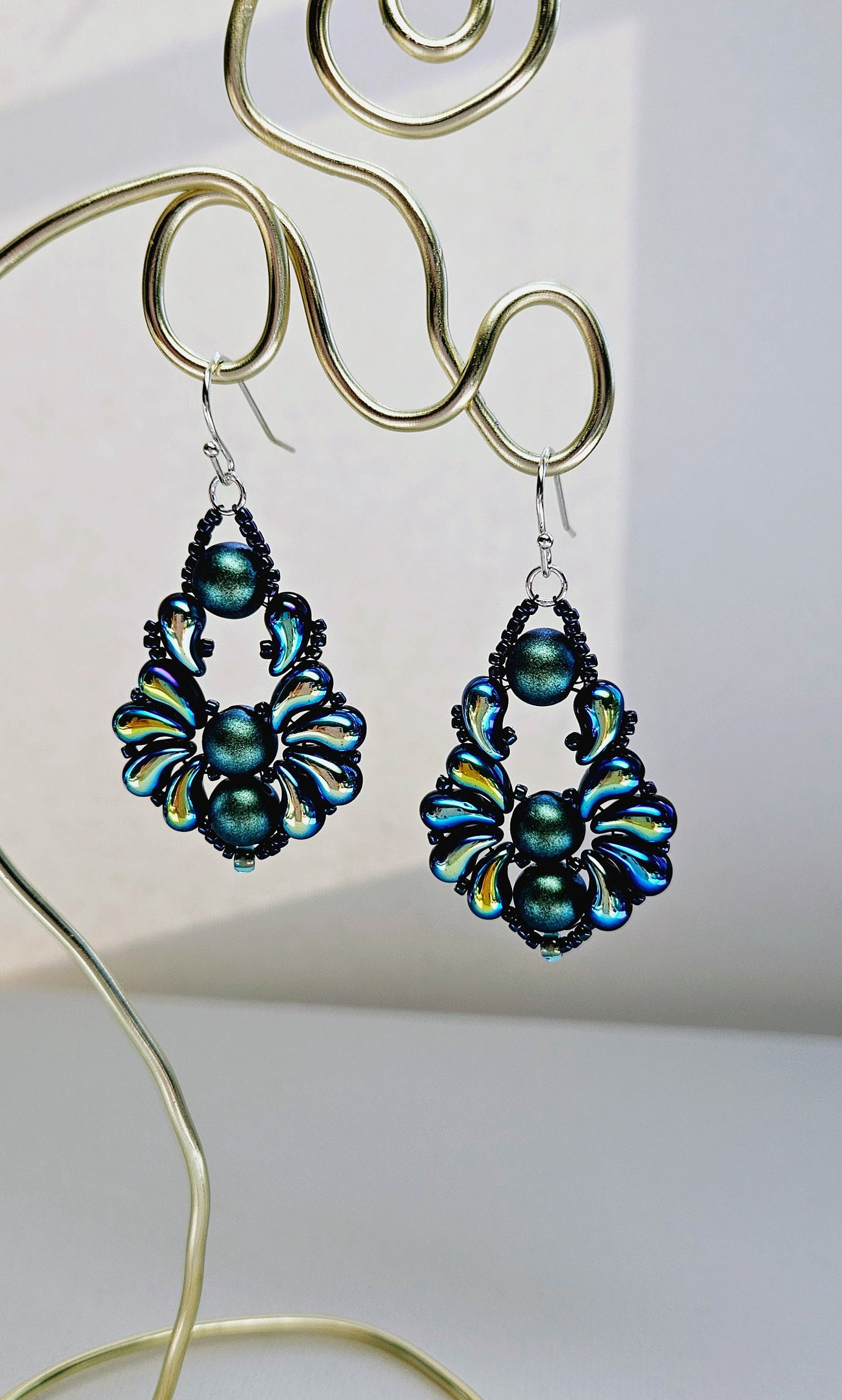 Iridescent Blue-green Zoliduo Drop Earrings - Etsy
