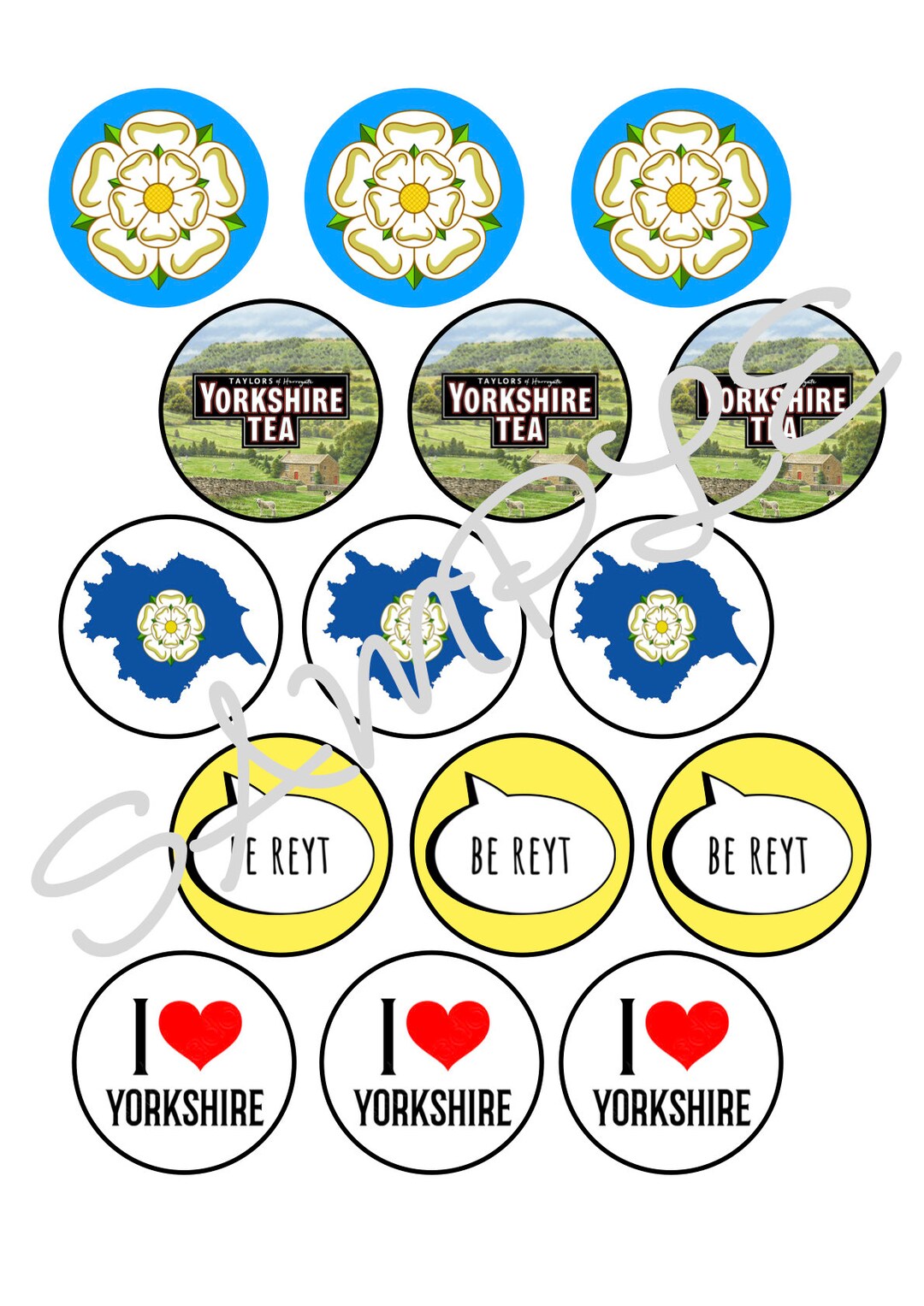 Yorkshire Themed Edible Icing Sheet Cupcake Toppers 5cm Round - Etsy