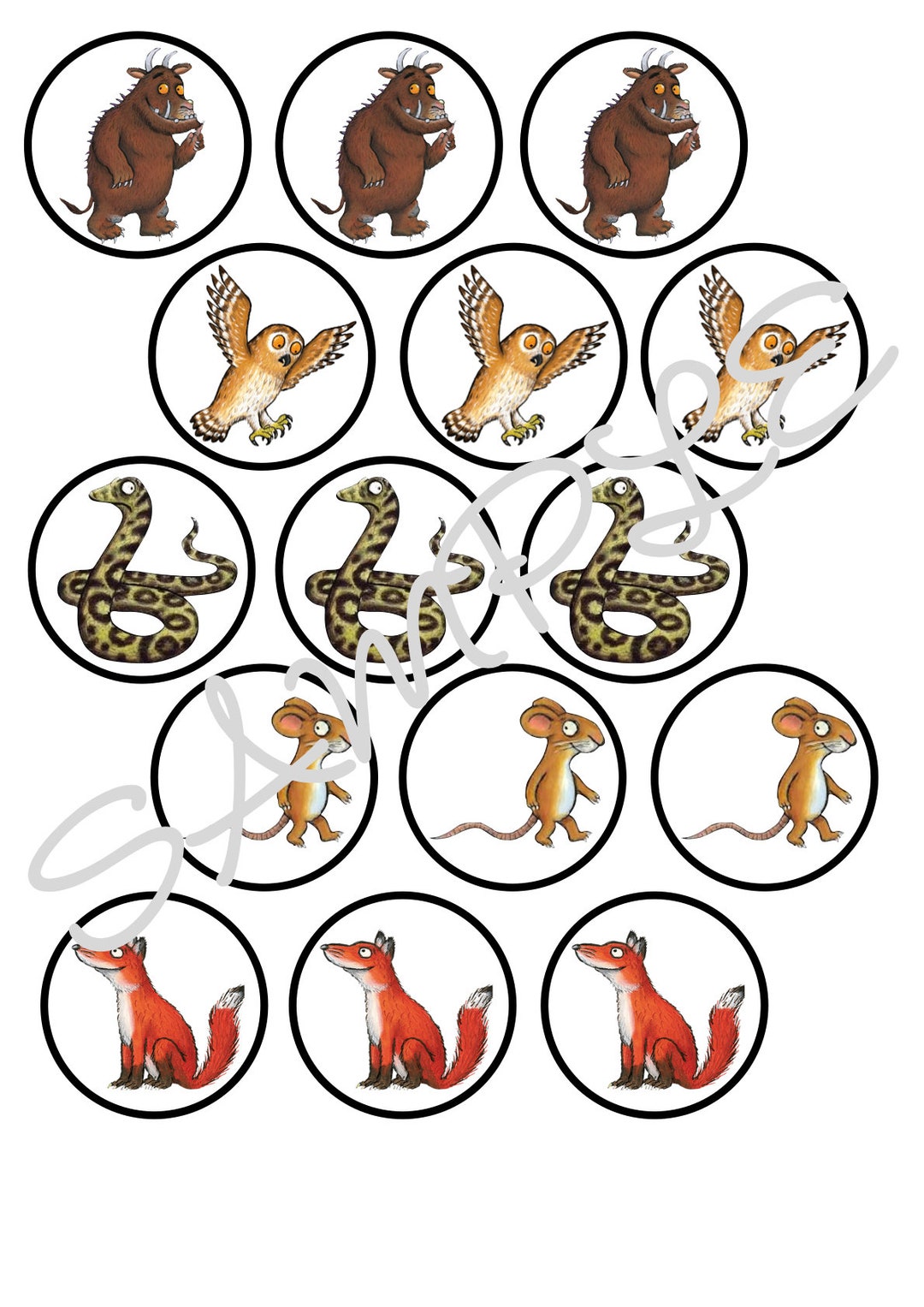 Gruffalo Themed Edible Icing Sheet A4 Cupcake Toppers X15 - Etsy