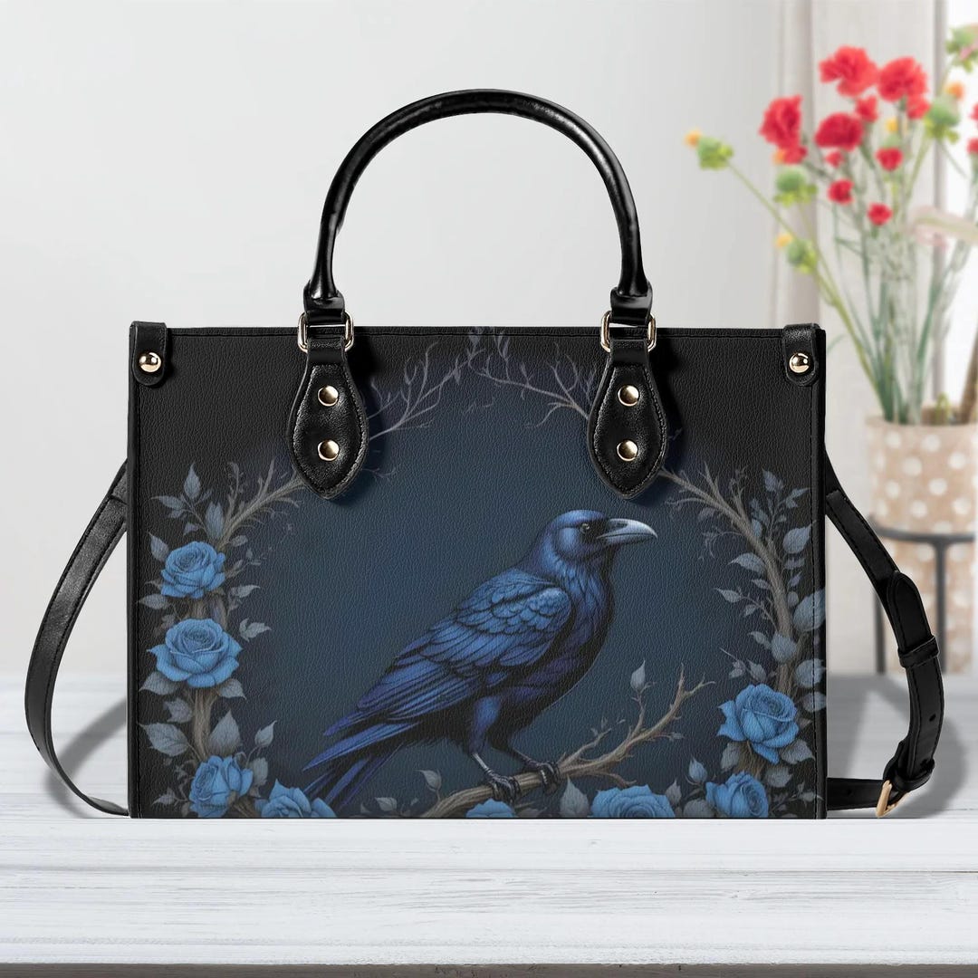 Gothic Blue Raven Bag Women's Handbag | High-quality PU Leather, S/M/L ...