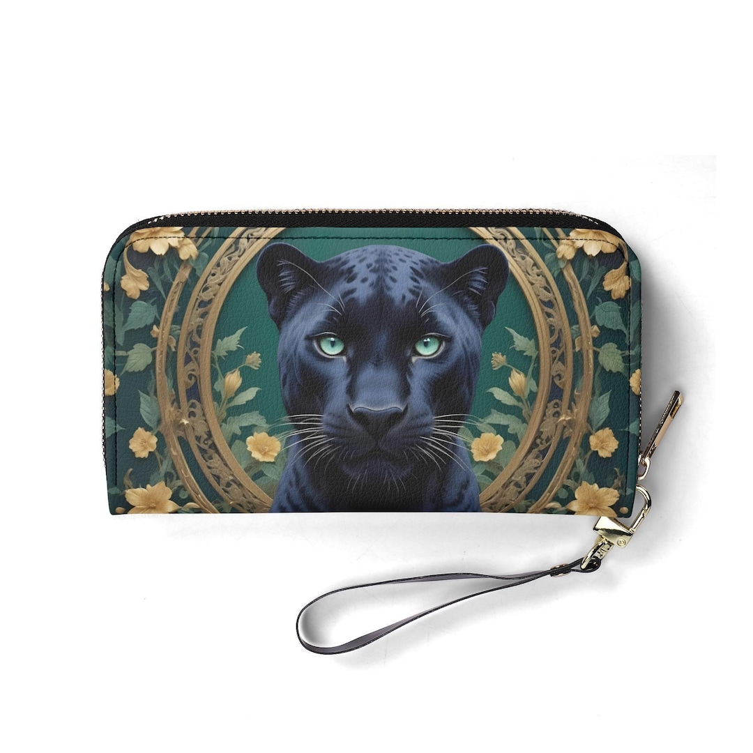 Black Panther Wallet Vegan Leather Cute Wallet Faux Leather Wallet Zip ...