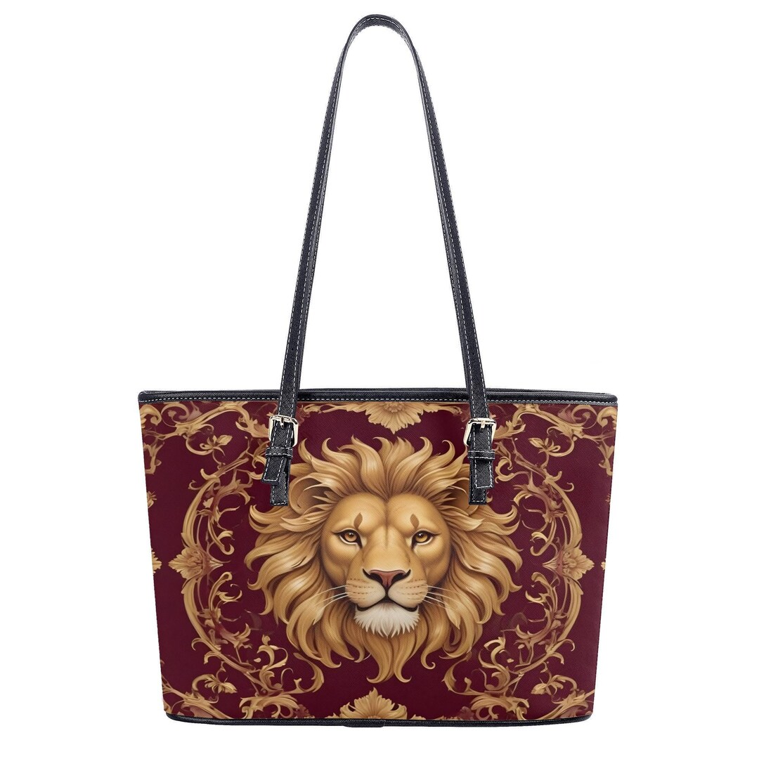 Royal Lion Tote Bag Vegan Faux Leather Shoulder Bag Large PU Leather ...