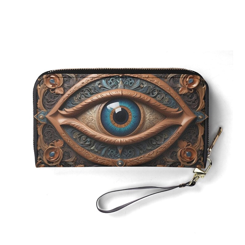 Evil Eye Wallet Vegan Leather Cute Wallet Faux Leather Wallet Zip ...