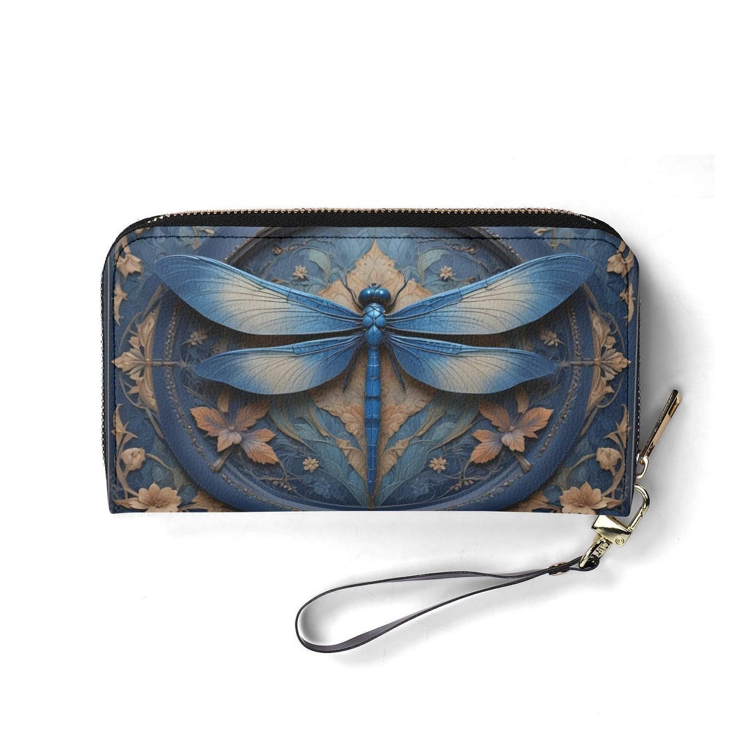 Indigo Dragonfly Wallet Vegan Leather Cute Wallet Faux Leather Wallet ...