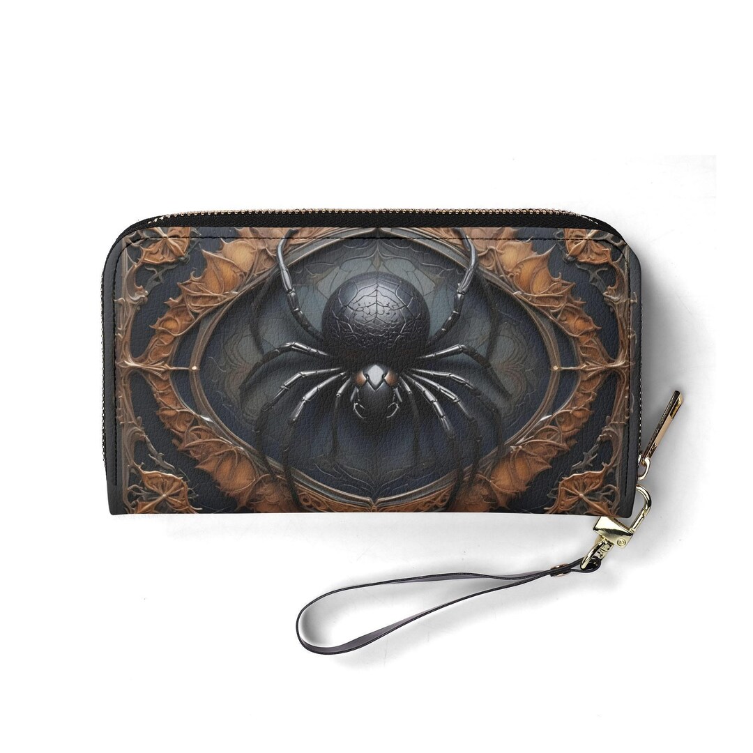 Spider Spooky Wallet Vegan Leather Cute Wallet Faux Leather Wallet Zip ...