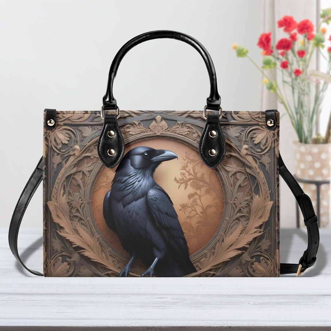 Raven 3D Print Bag Vegan Leather Cute Handbags Shoulder Bag, Small to ...