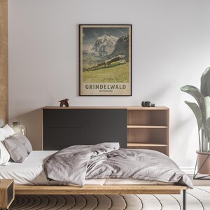 Grindelwald Travel Poster | Grindelwald Wall Art | Retro Travel Print ...