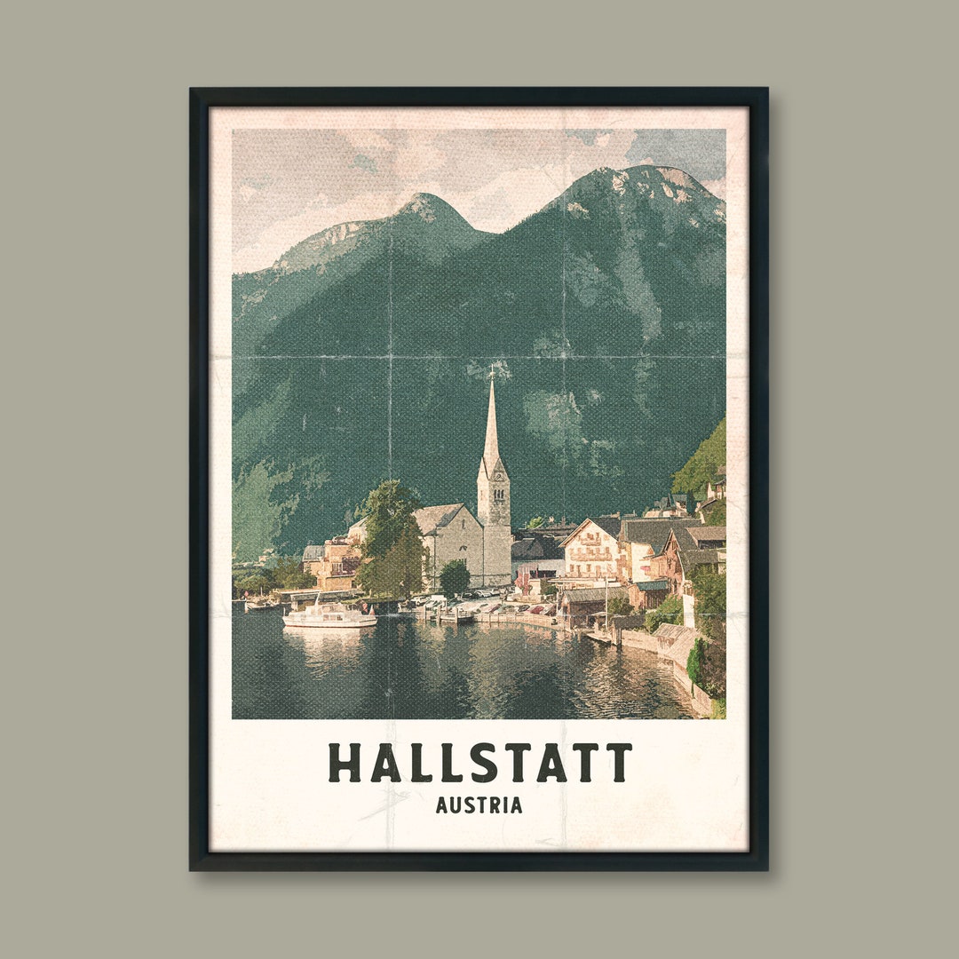Hallstatt Travel Poster Vintage Travel Print Retro Travel Print Austria ...