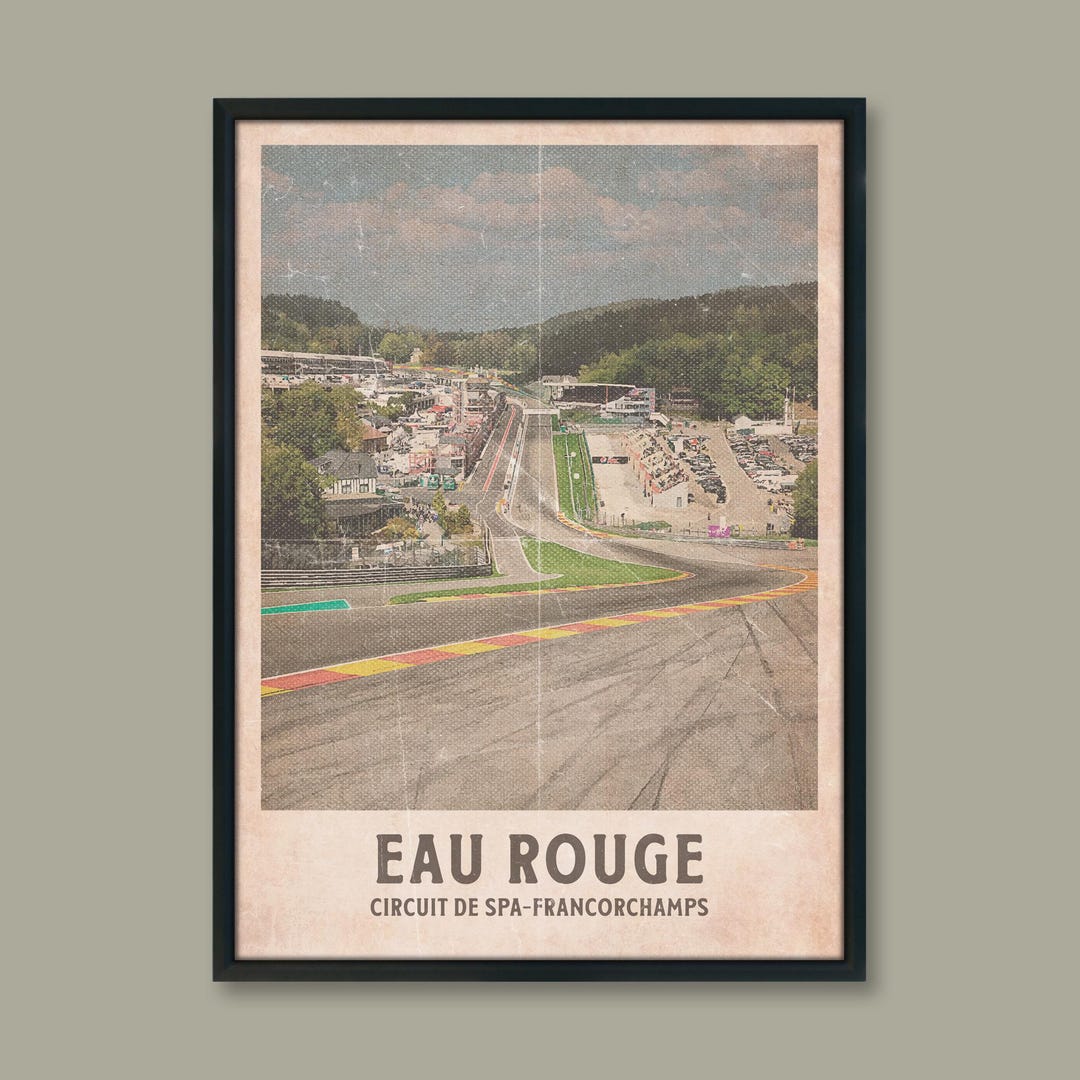 Retro Eau Rouge Travel Poster | Spa-francorchamps | Vintage Travel ...