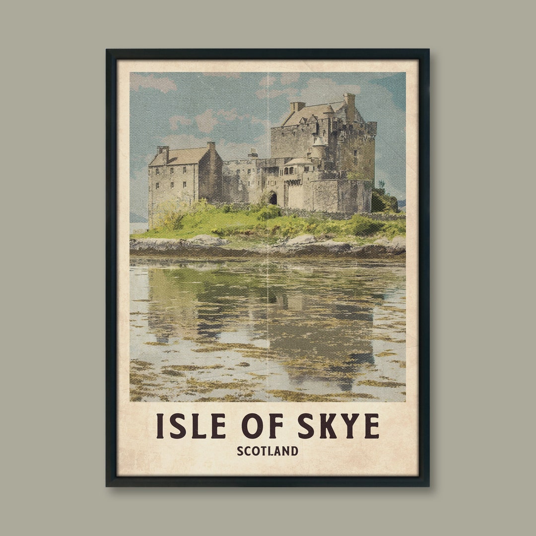 Retro Isle of Skye Travel Poster Isle of Skye Wall Art Eilean Donan ...