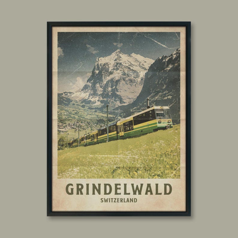 Grindelwald Travel Poster | Grindelwald Wall Art | Retro Travel Print ...
