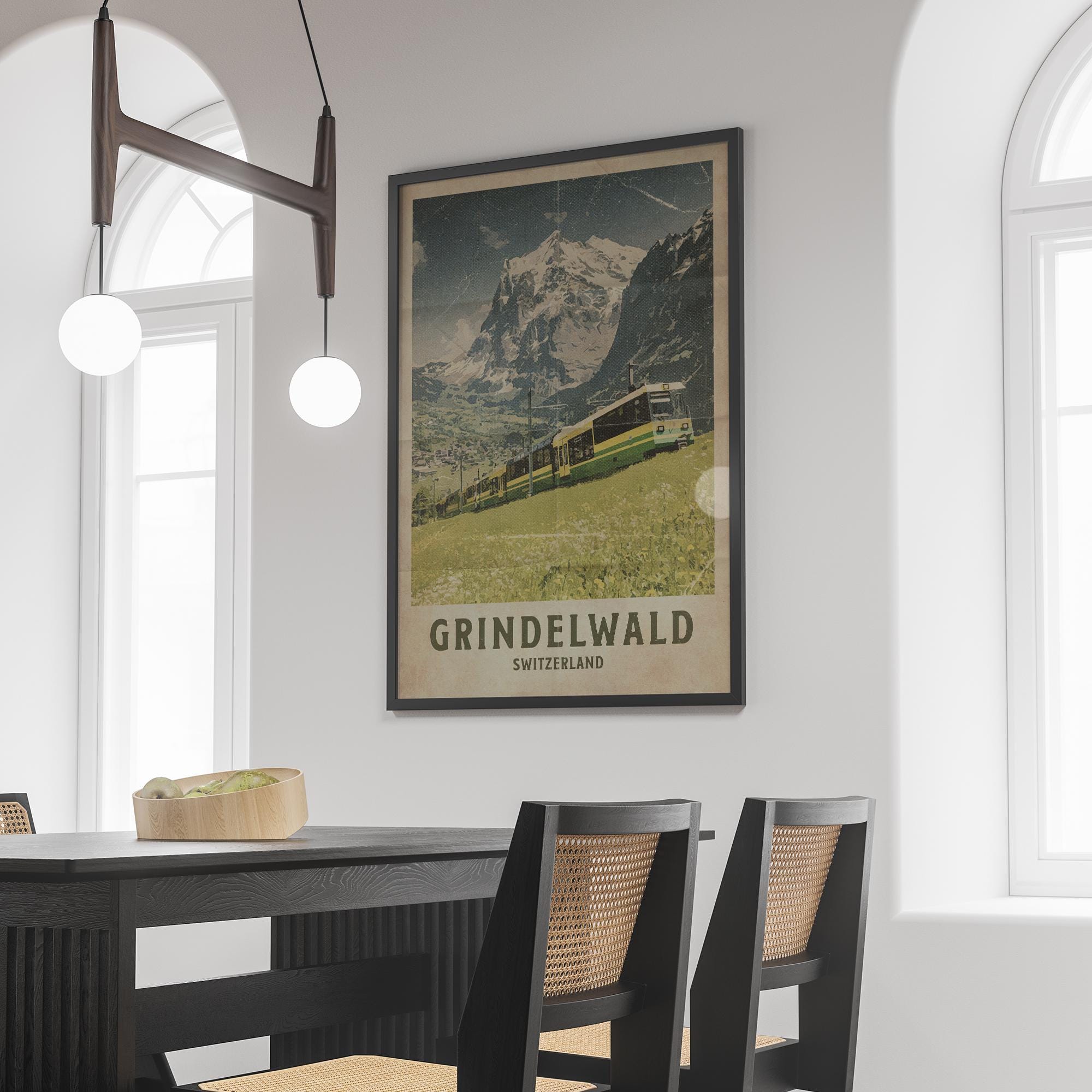 Grindelwald Travel Poster | Grindelwald Wall Art | Retro Travel Print ...