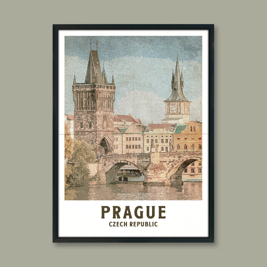 Prague Travel Poster Vintage Travel Print Travel Print Prague Artwork ...