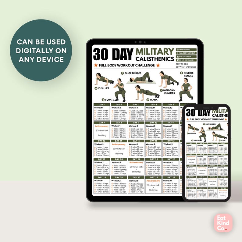30 Day Full Body Military Calisthenics Challenge | No Equipment Home ...