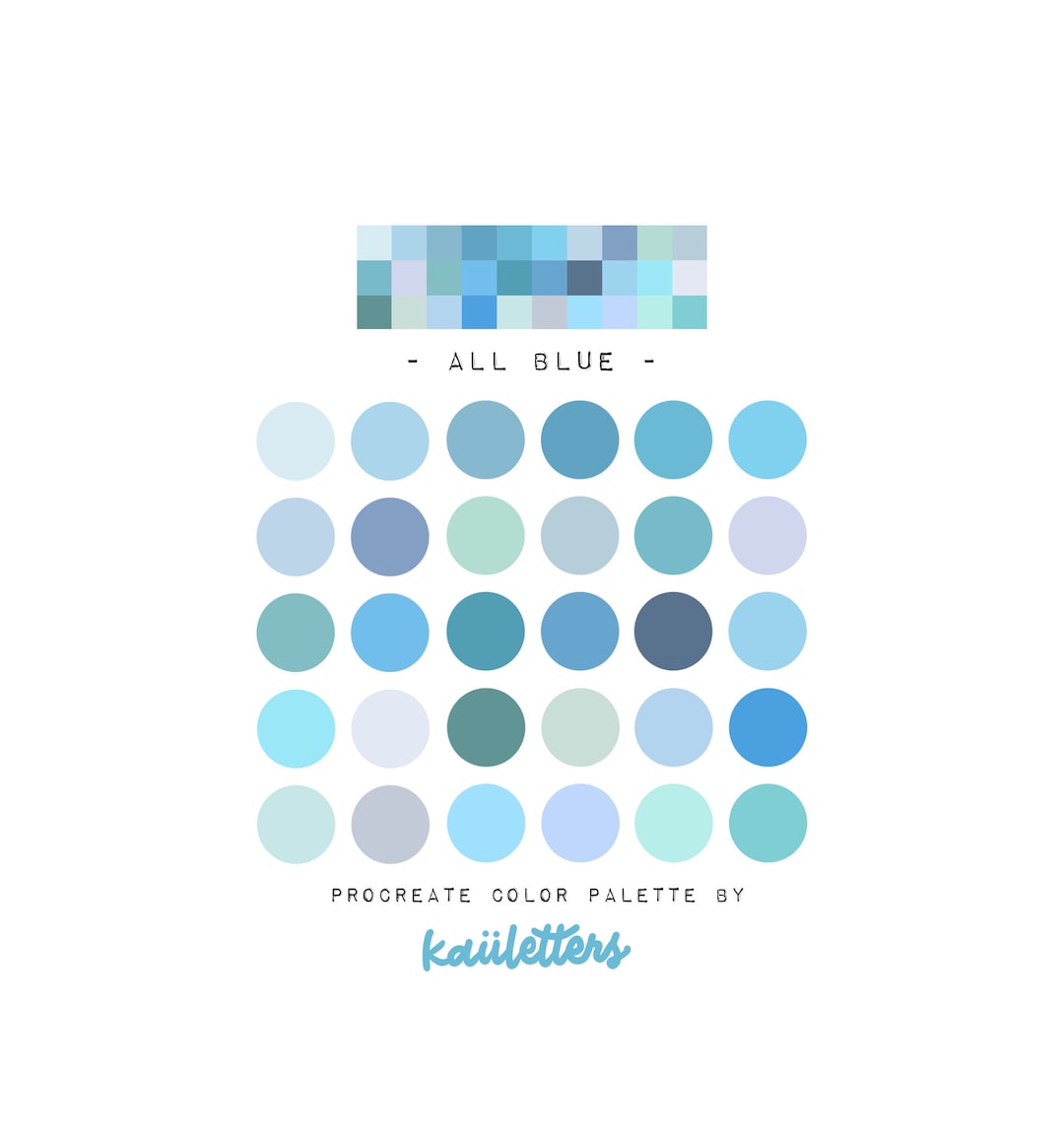 All Blue Procreate Color Palette, Colorful Color Palette, Procreate ...