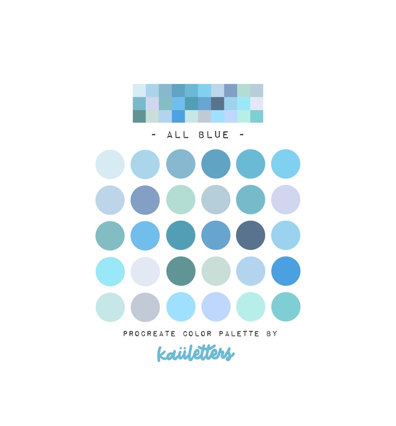 All Blue Procreate Color Palette, Colorful Color Palette, Procreate ...