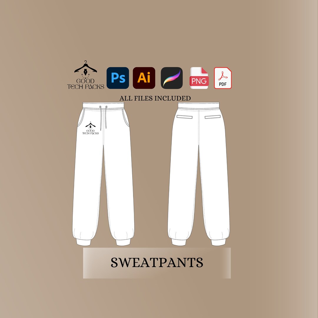 Sweatpants Template Vector Tech Pack Illustrator Streetwear Tech ...