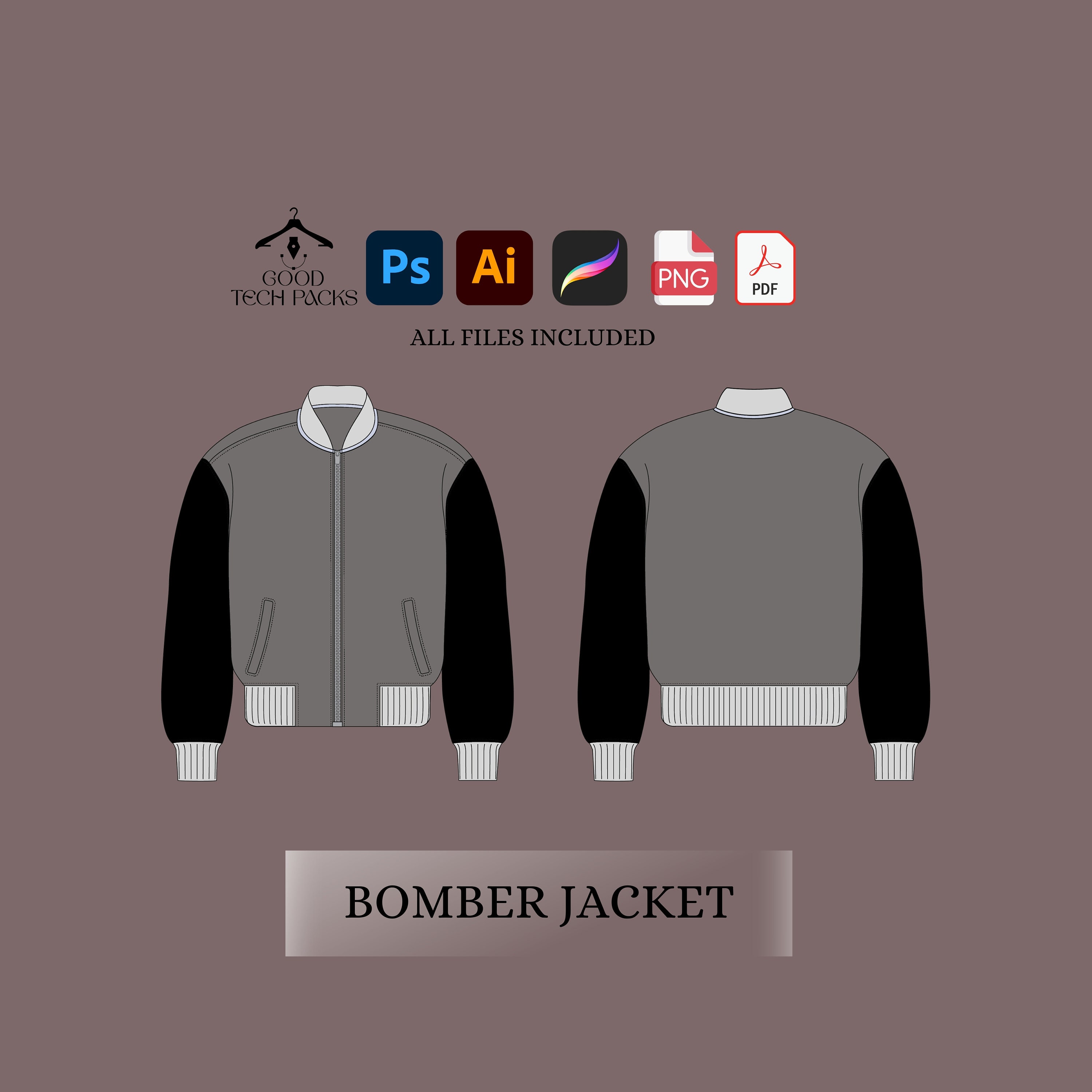 Tech Pack Bomber Jaket Streetwear Template Vector Tech Pack Illustrator ...