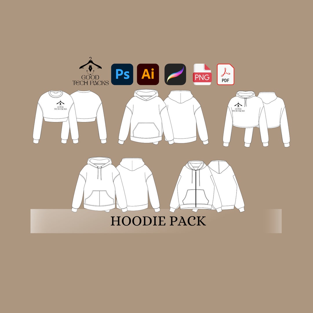 Hoodies Tech Pack Template Vector Hoodies Template Procreate ...
