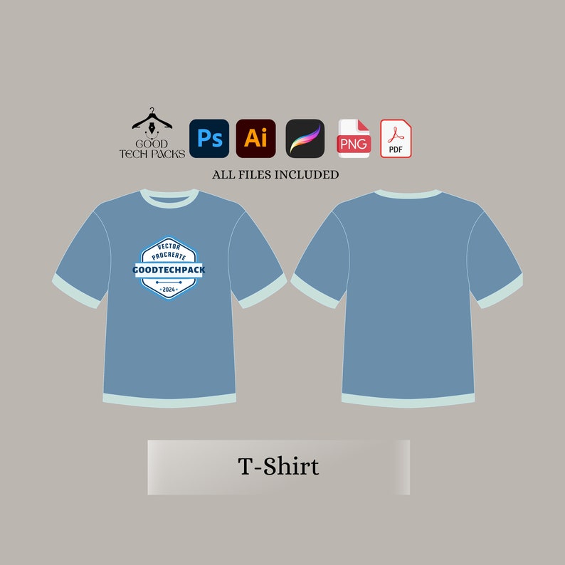 T Shirt Tech Pack Template Vector Template Tech Pack Illustrator Tech ...