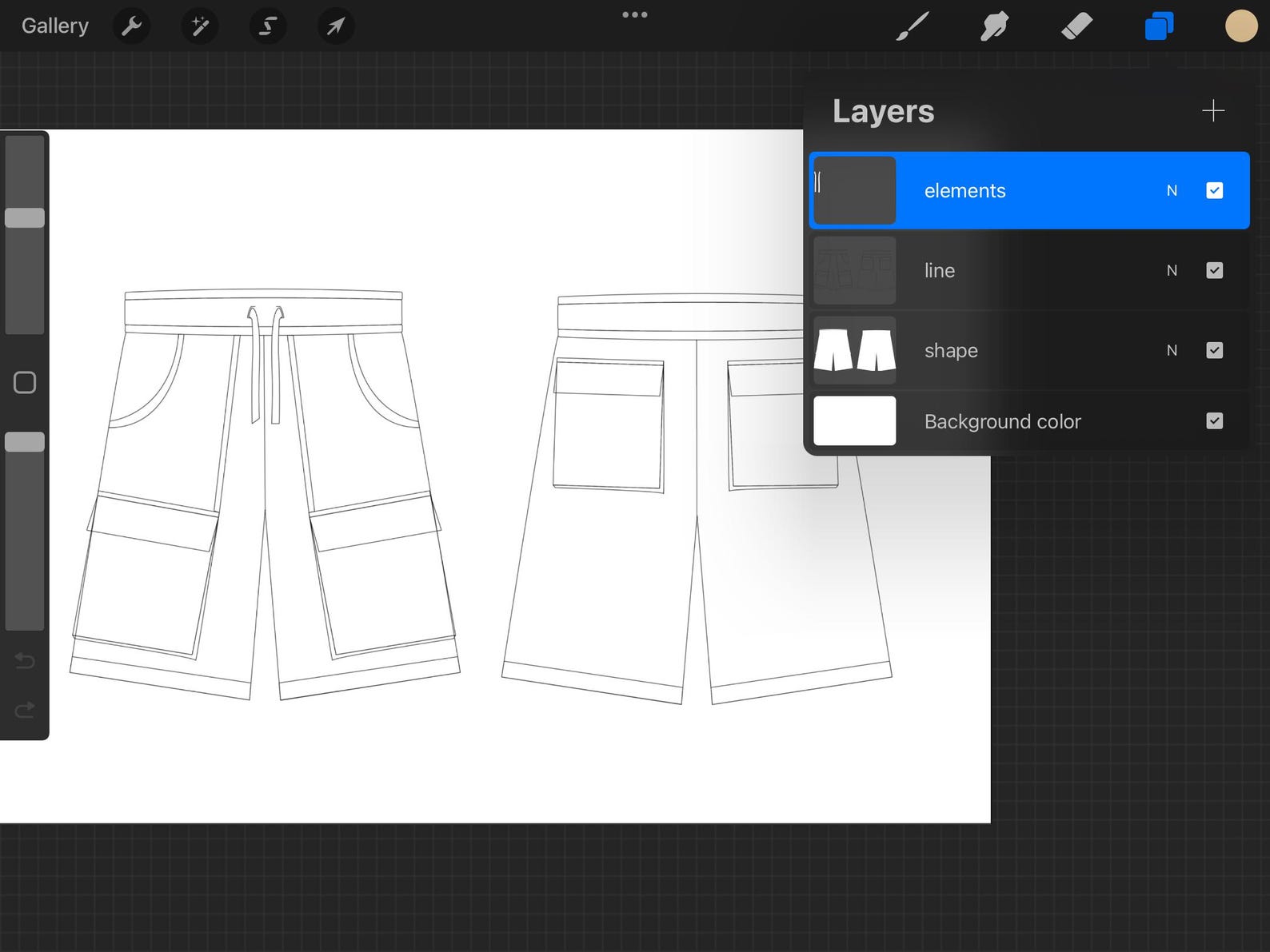 Cargo Shorts Tech Pack Template: Clothing Vector Mockups (PNG, PS, AI ...