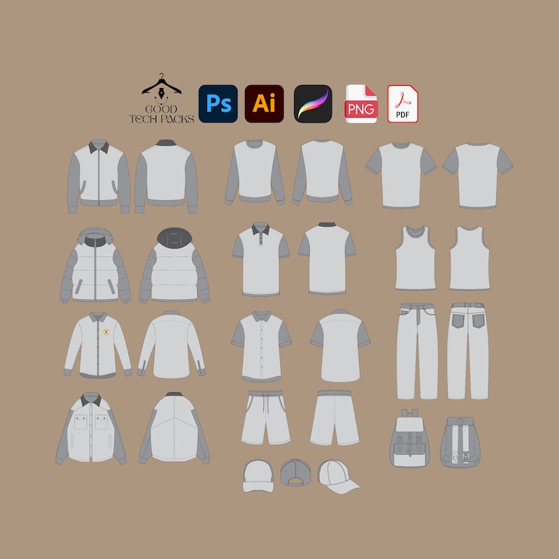 Mens Streetwear Tech Pack Template Vector Template Tech Pack Adobe ...