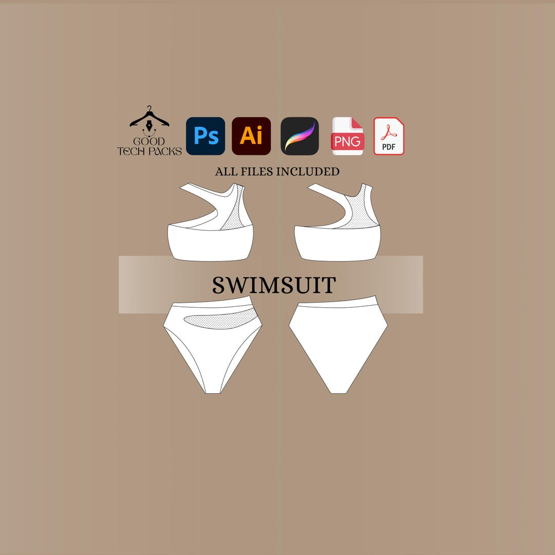 Bikini Swimsuit Tech Pack: Good Vector Template. Digital Download - Etsy