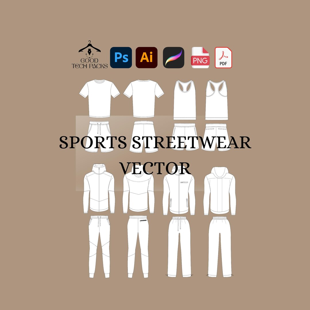 Tech Pack Streetwear Tech Pack Template Drawing Sport Clothing Tech ...
