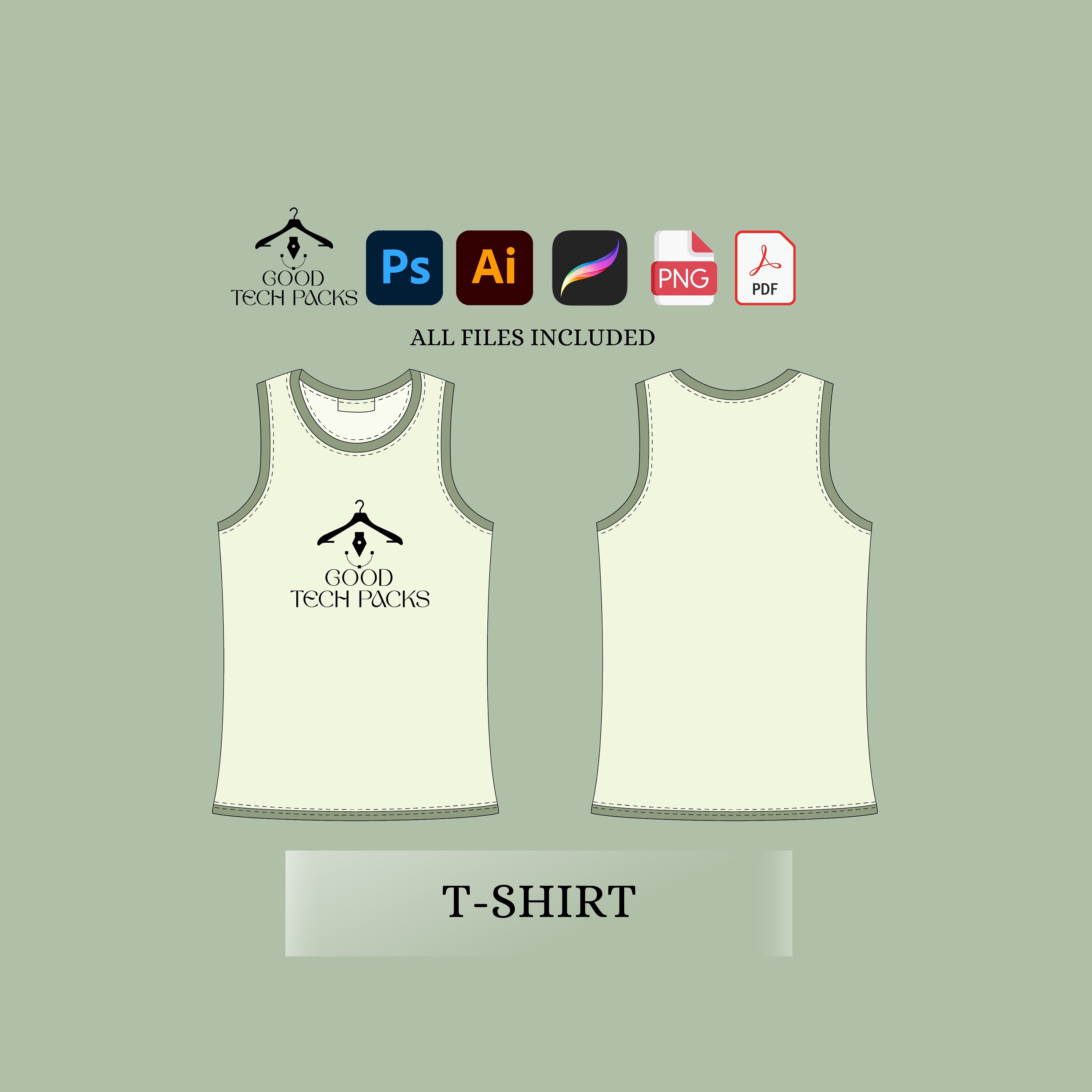 Tank Top Tech Pack: Vector Template for Streetwear Design. Good Digital ...