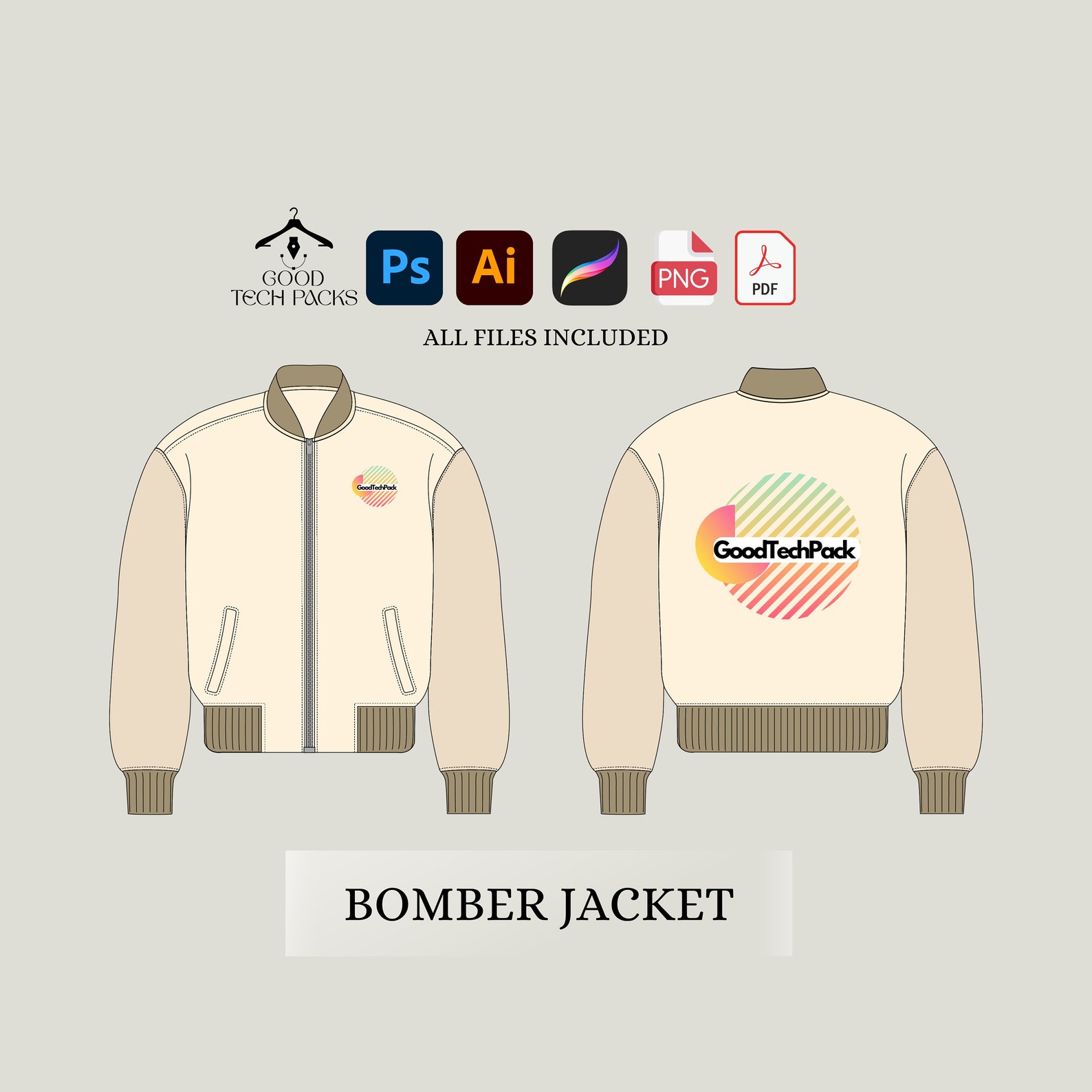 Tech Pack Bomber Jaket Streetwear Template Vector Tech Pack Illustrator ...