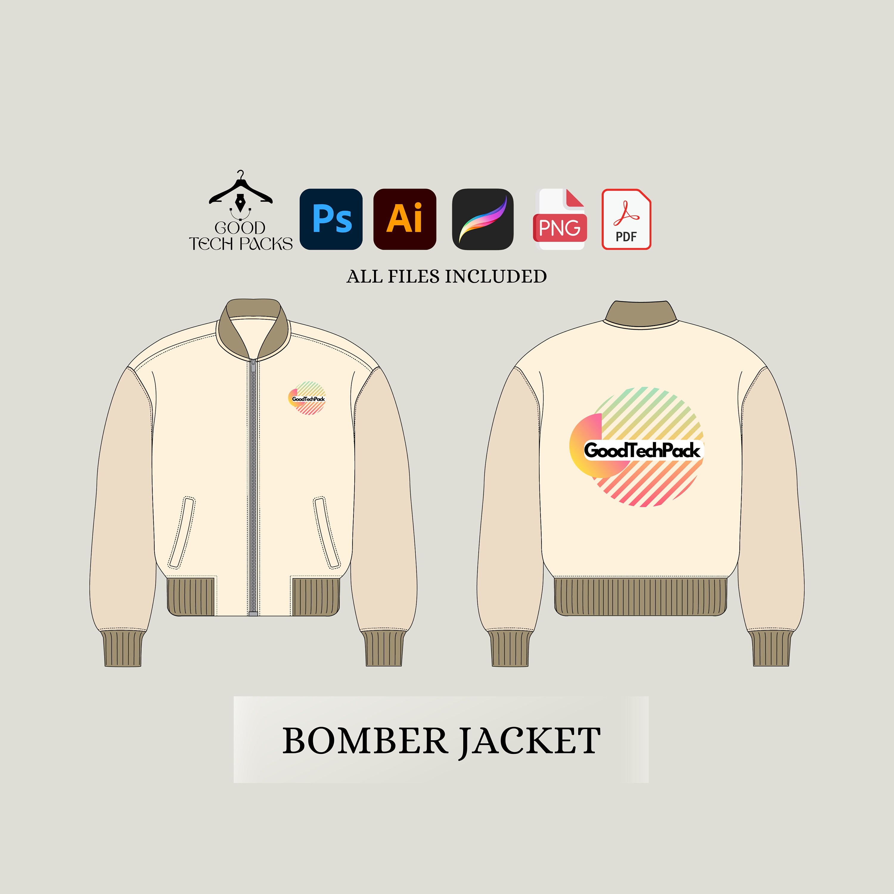 Tech Pack Bomber Jaket Streetwear Template Vector Tech Pack Illustrator ...