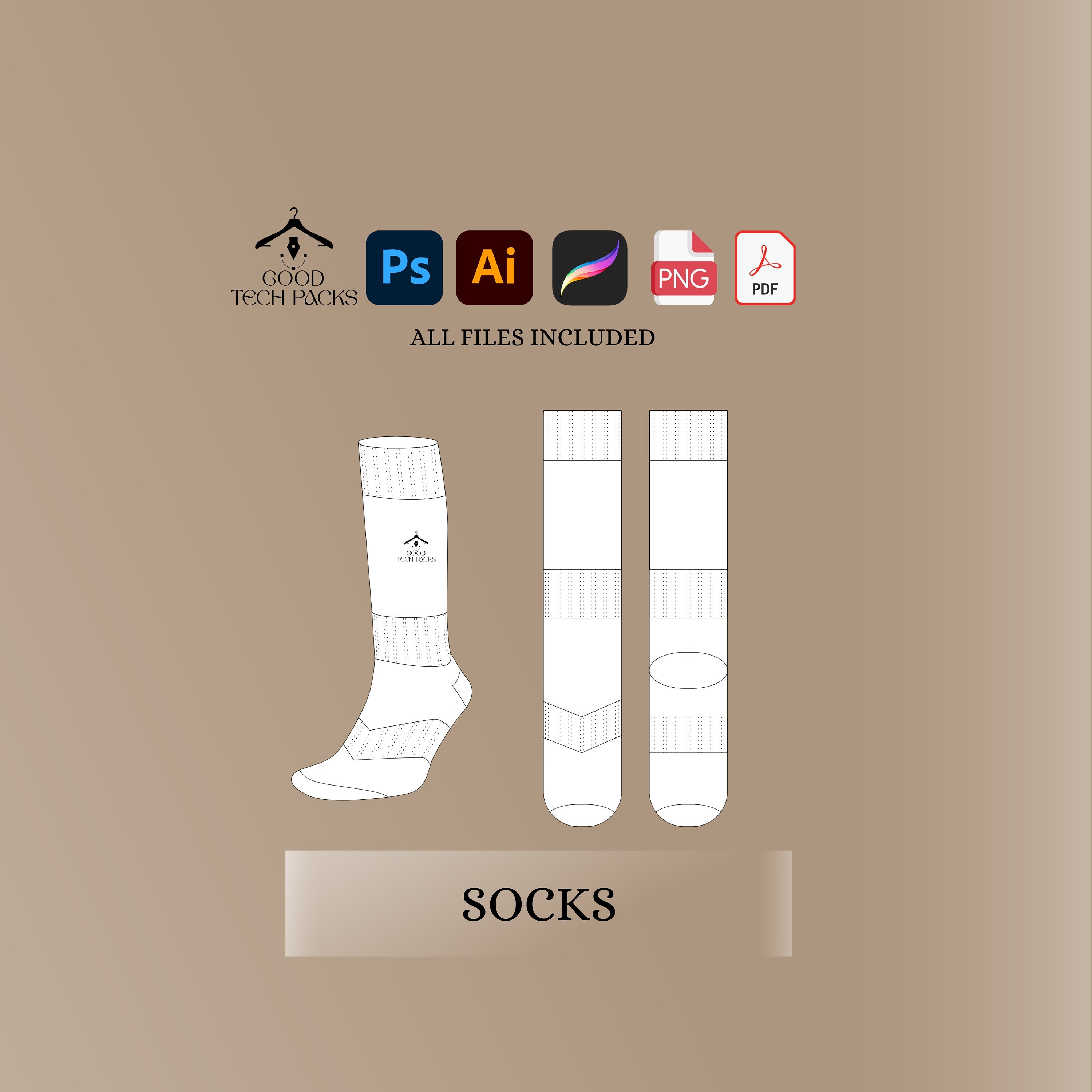 Socks Tech Pack: Good Vector Template Digital Download - Etsy
