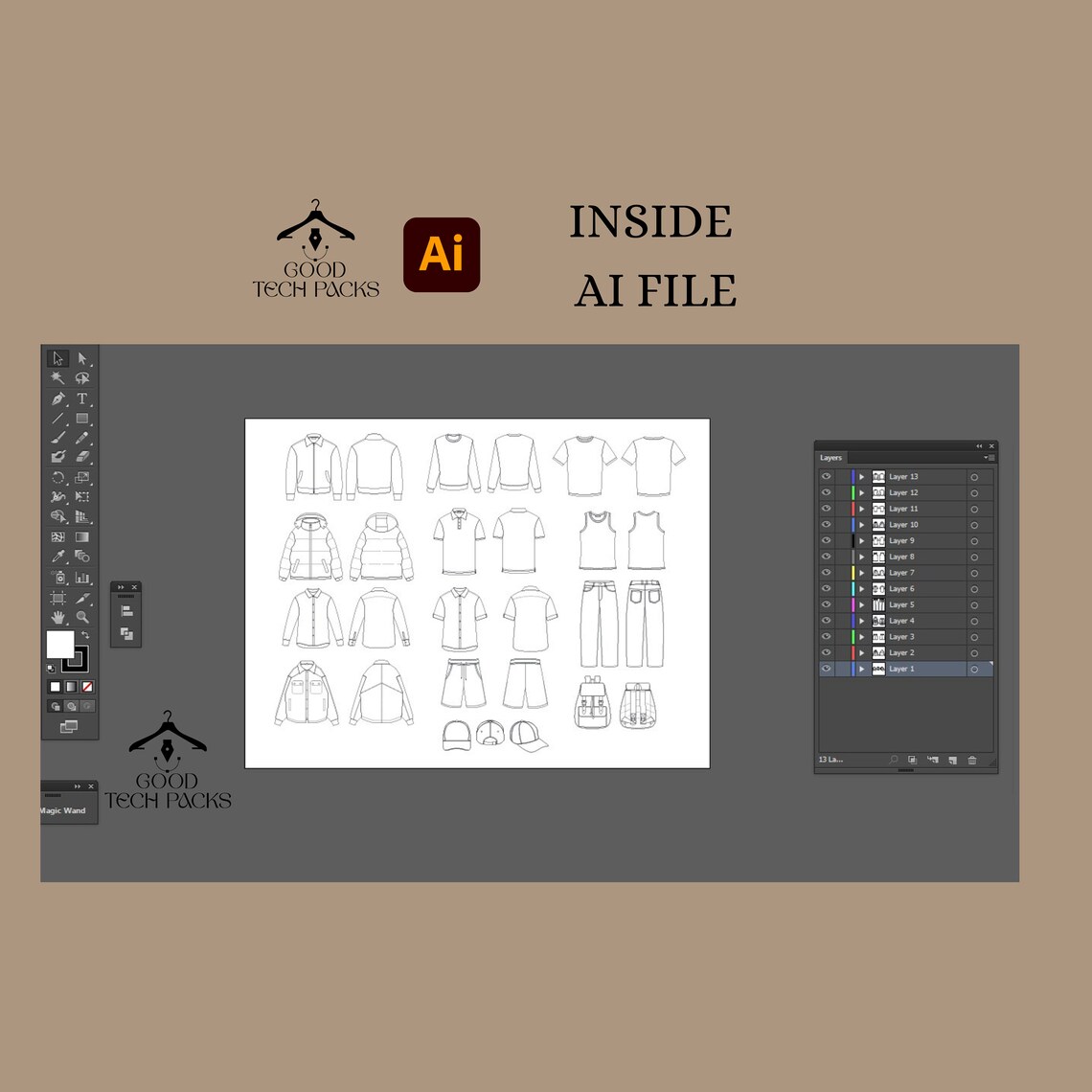 Mens Streetwear Tech Pack Template Vector Template Tech Pack Adobe ...