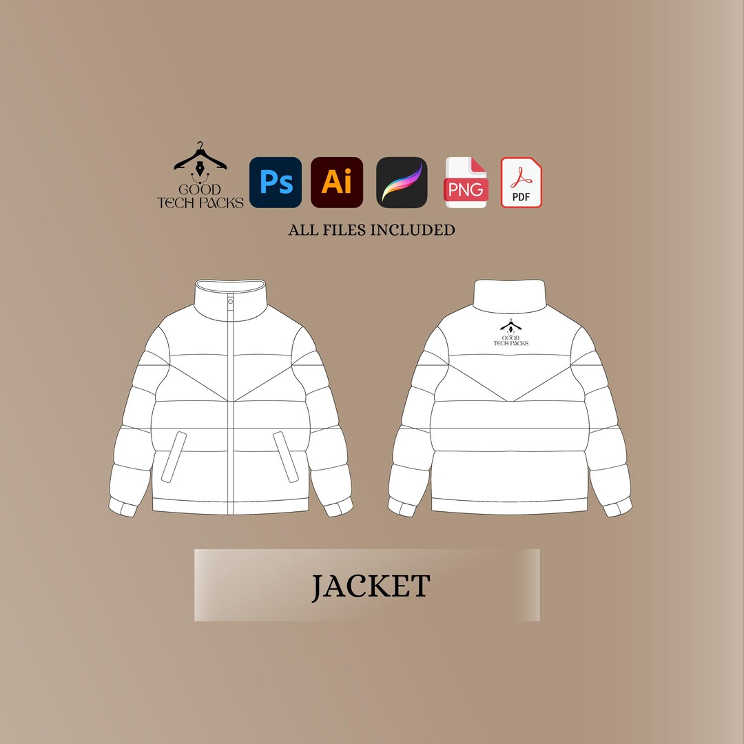 Puffer Template Winter Jackets Mockup Vector Jackets Procreate Adobe ...