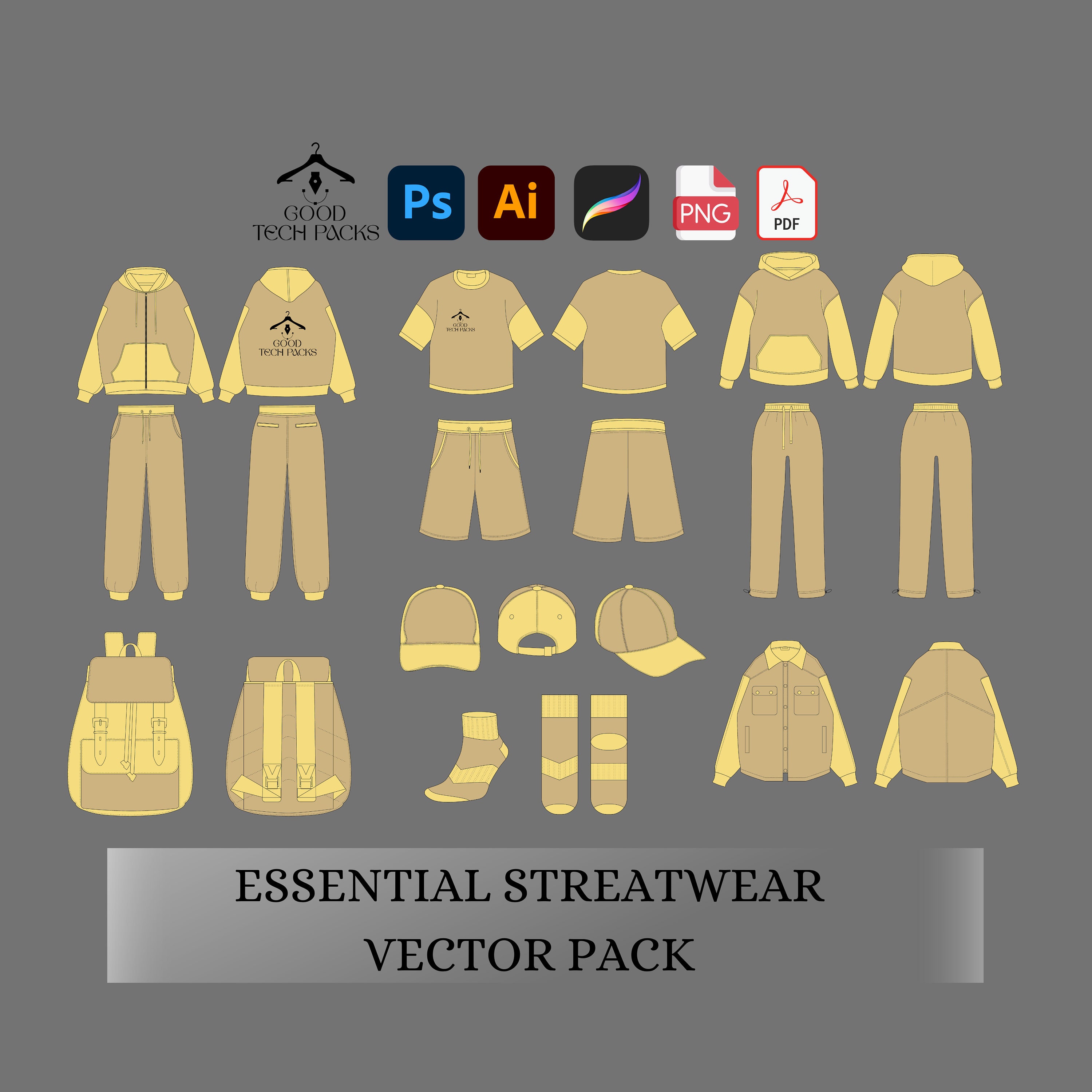 Streetwear Tech Pack Template Vector Template Tech Pack Adobe ...