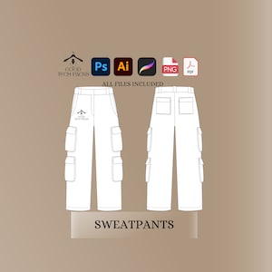 Cargo Pants Tech Drawings, Vector Template, Vector Tech Pack ...