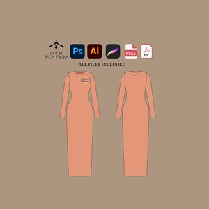 Dress Tech Pack, Vector Template, Vector Tech Pack Illustrator, Fashion ...