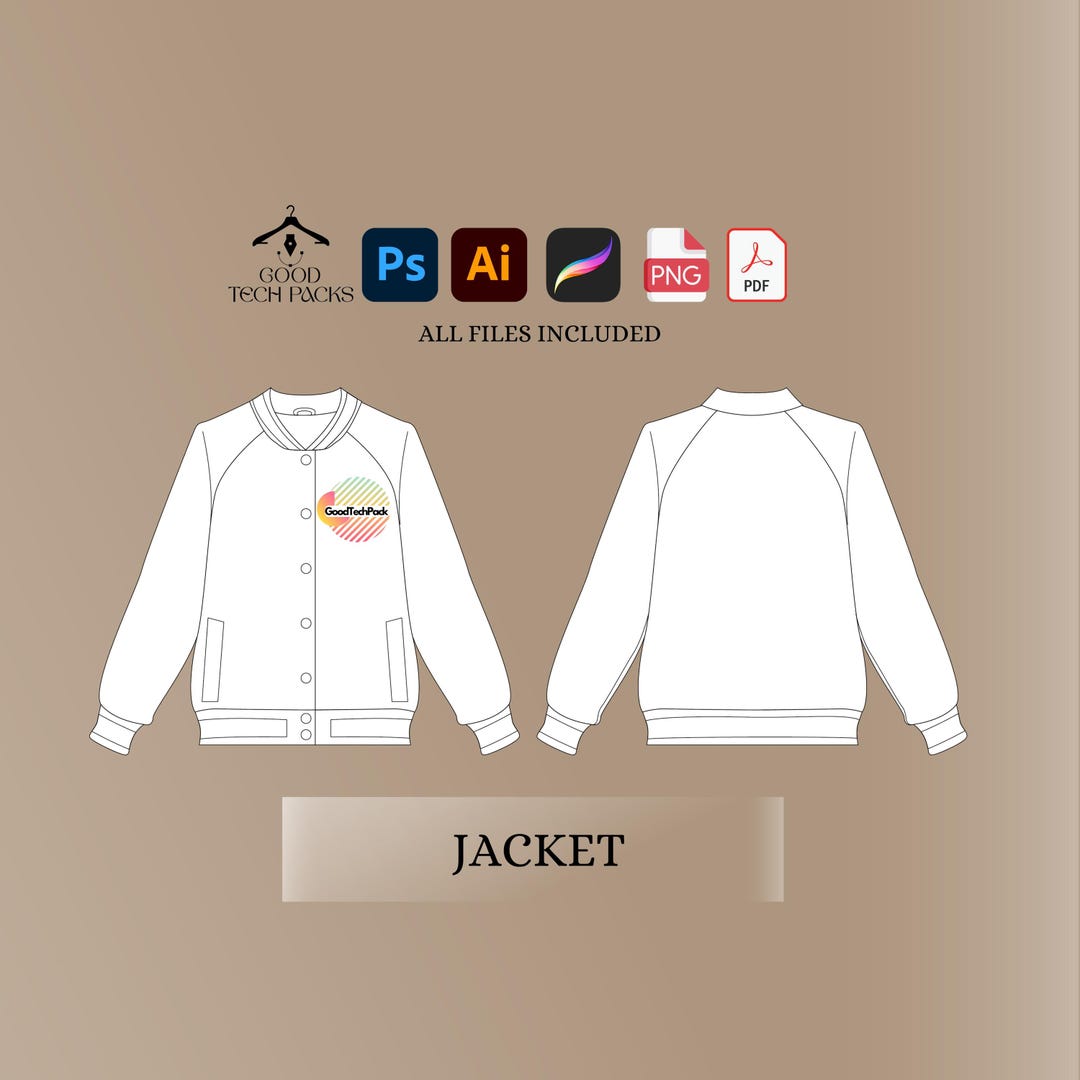 Letterman Jacket Tech Pack Streetwear Tech Pack Template Clothing Tech ...