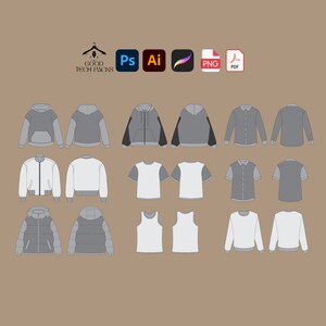 Bundle Tech Pack: Vector Template for Streetwear Design. Good Digital ...
