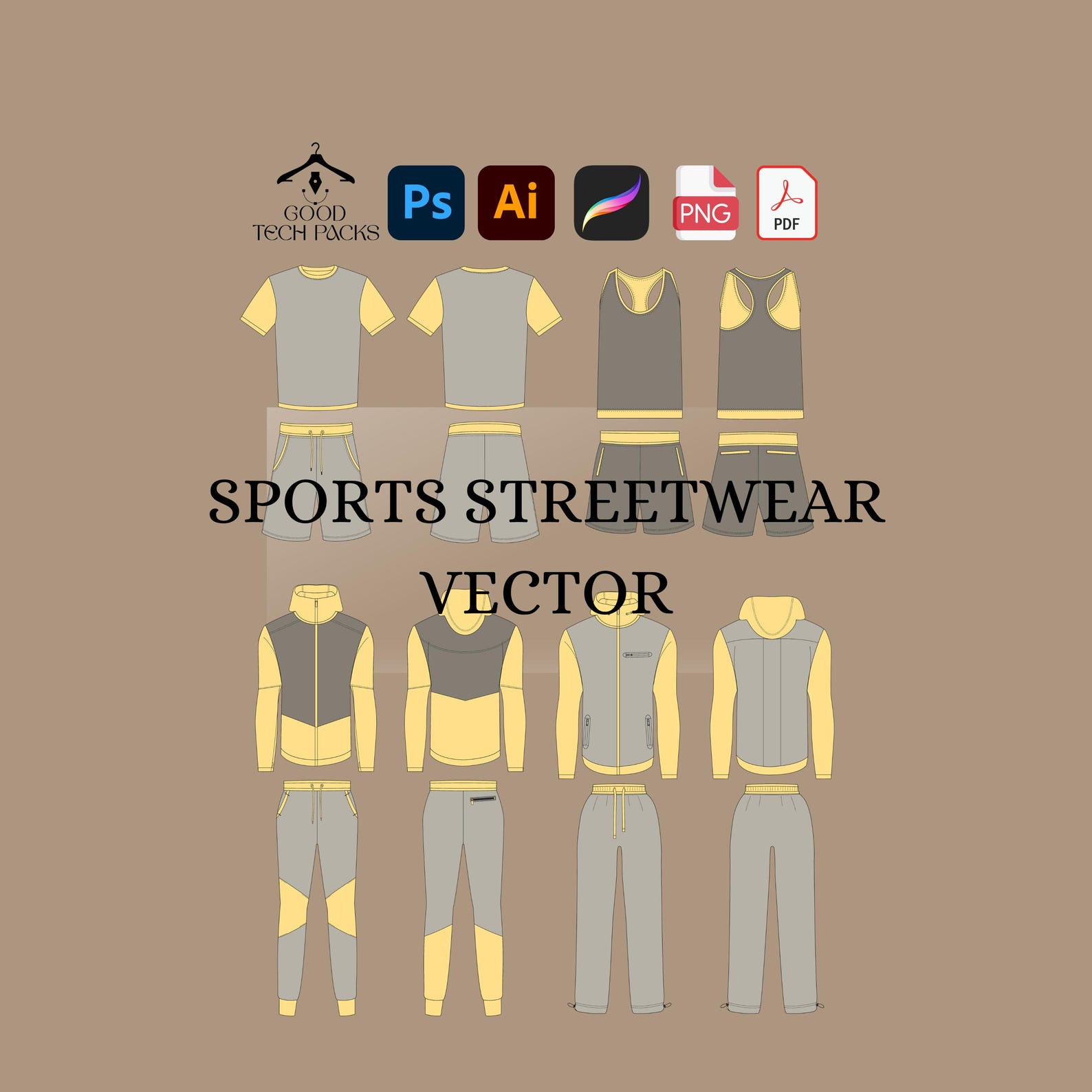 Tech Pack Streetwear Tech Pack Template Drawing Sport Clothing Tech ...