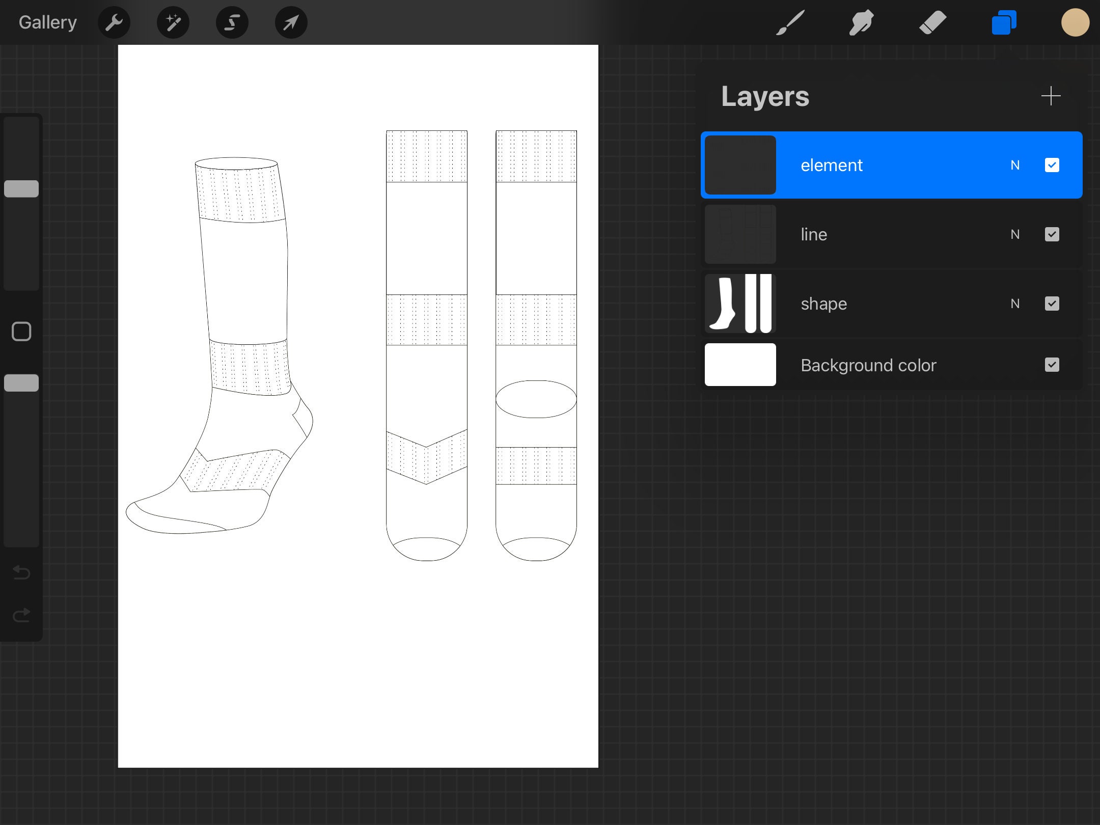 Sock Tech Pack Template Socks Tech Drawing Vector Socks Procreate Socks ...