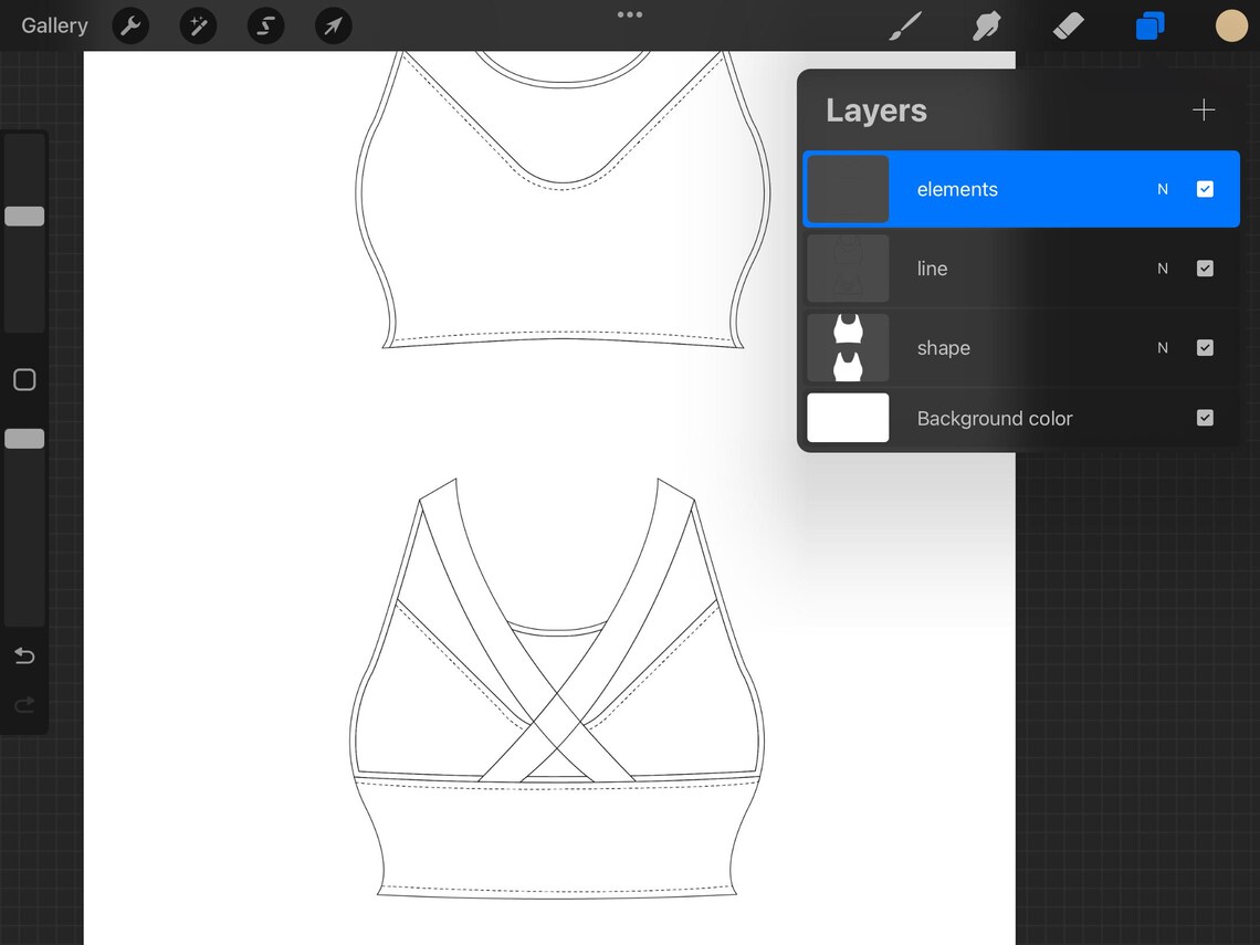 Sports Bra Tech Pack Template Vector Template Tech Pack Illustrator ...