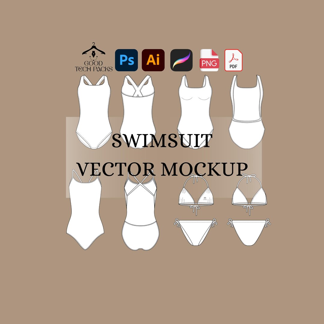 Swimwear Tech Pack Template Swimsuit Drawing Clothing Tech Pack ...