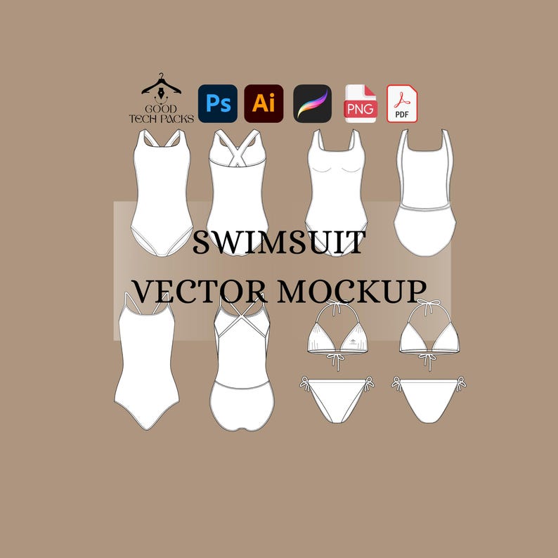 Swimwear Tech Pack Template Swimsuit Drawing Clothing Tech Pack ...