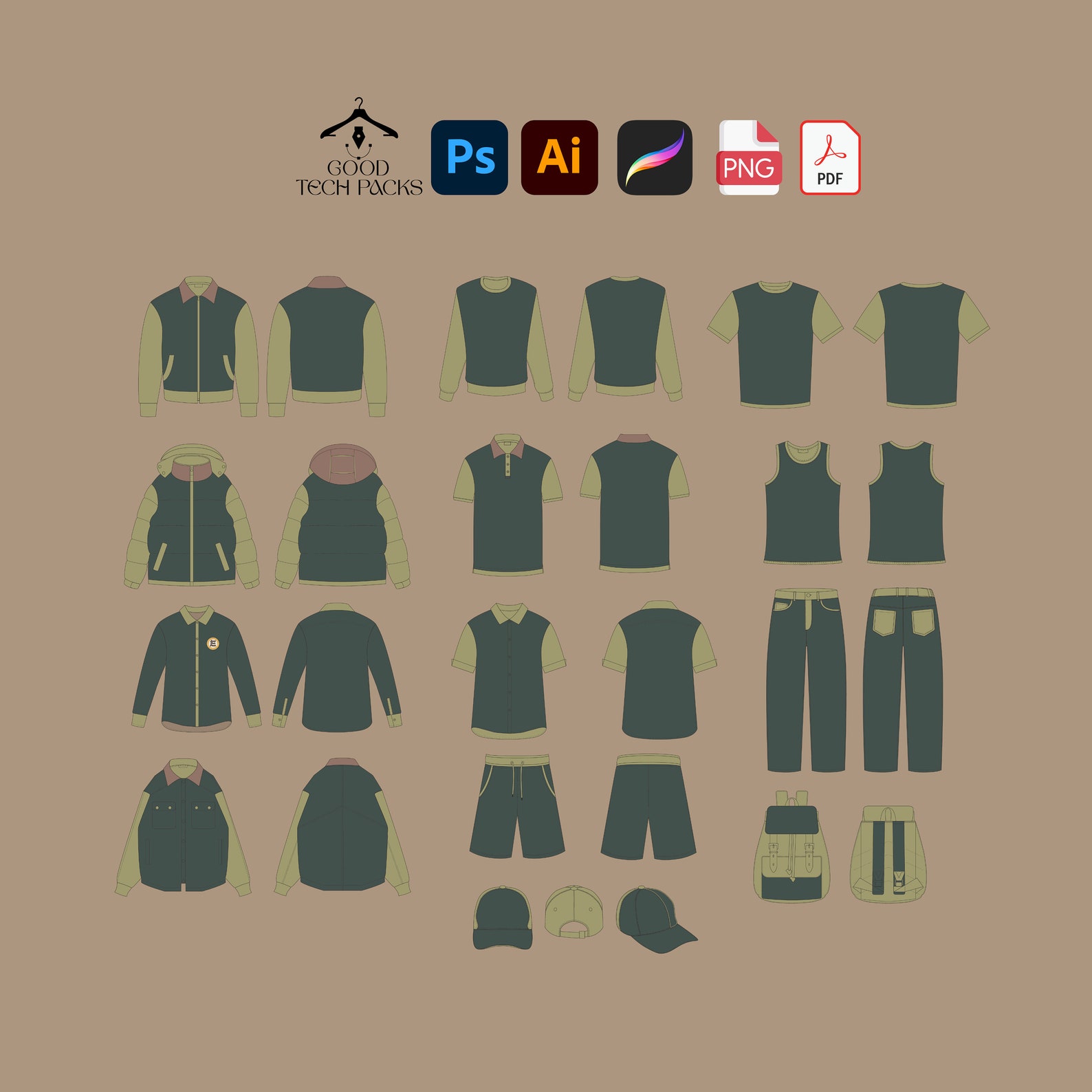 Mens Streetwear Tech Pack Template Vector Template Tech Pack Adobe ...