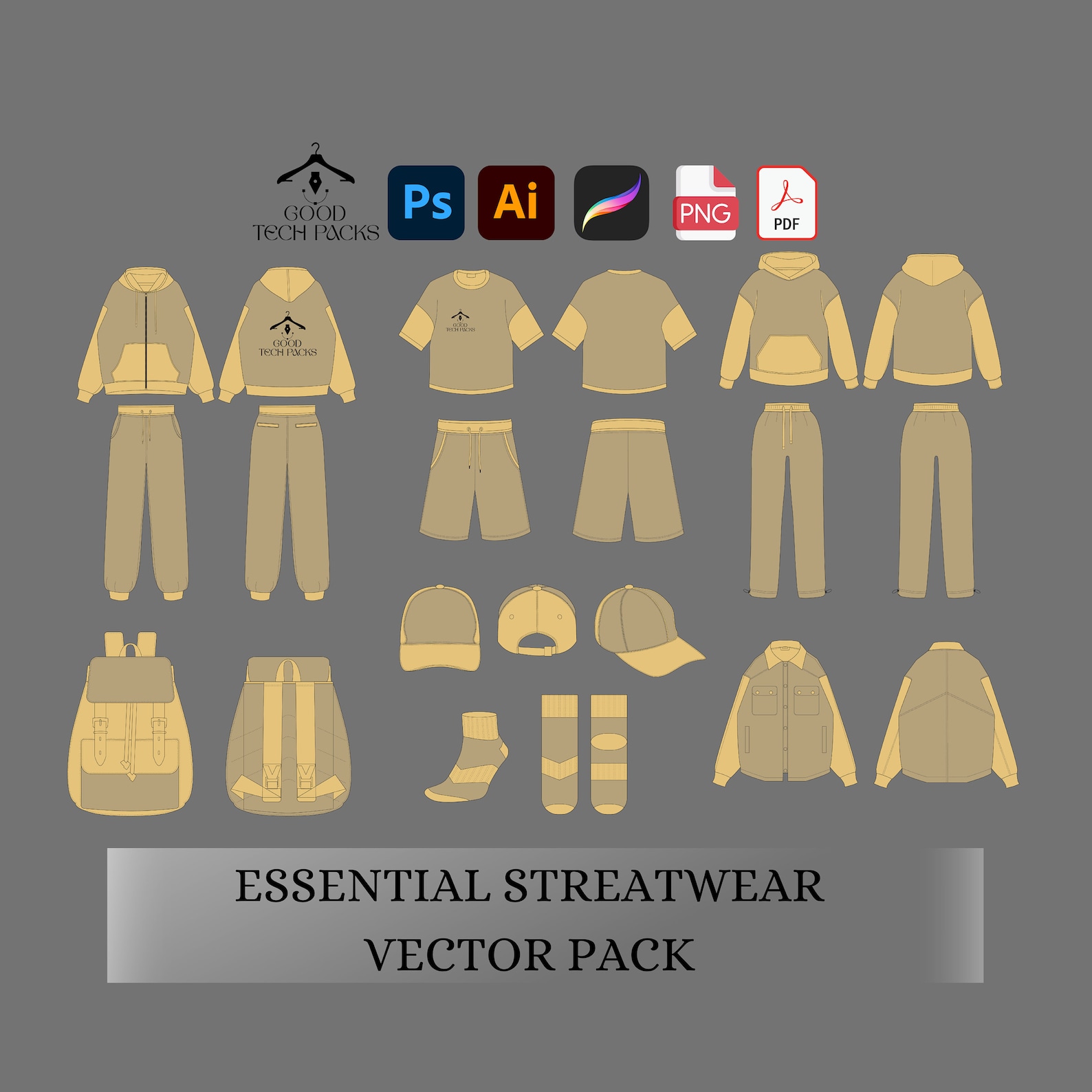 Streetwear Tech Pack Template Vector Template Tech Pack Adobe ...